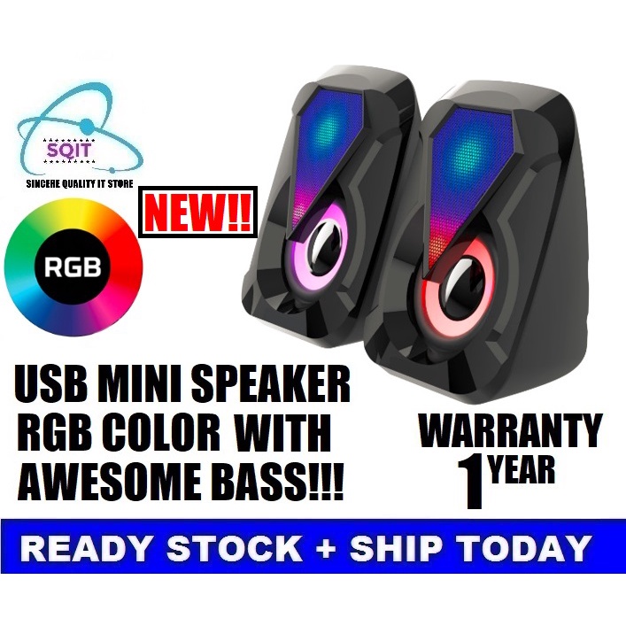 USB wired mini digital speaker(SLIM) bass and RGB color with volume ...