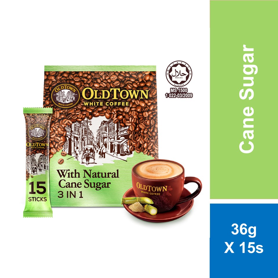 OLDTOWN Natural Cane Sugar Instant Premix 3in1 White Coffee 36g x 15s ...