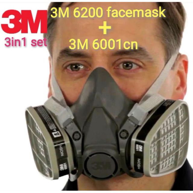 3in1 set 3m 6200 face mask | 6001 organic vapor cartridges | topeng ...