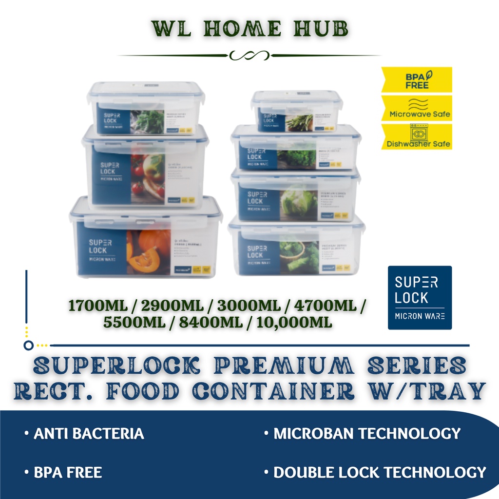 Superlock Food Container Storage With Tray (1700ml / 2900ml / 3000ml ...
