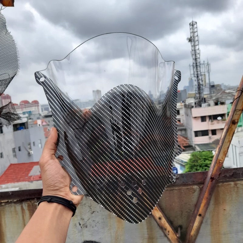 Visor NINJA RR NEW CARBON WINDSHIELD VISOR JENONG KAWASAKI NINJA 150 RR ...