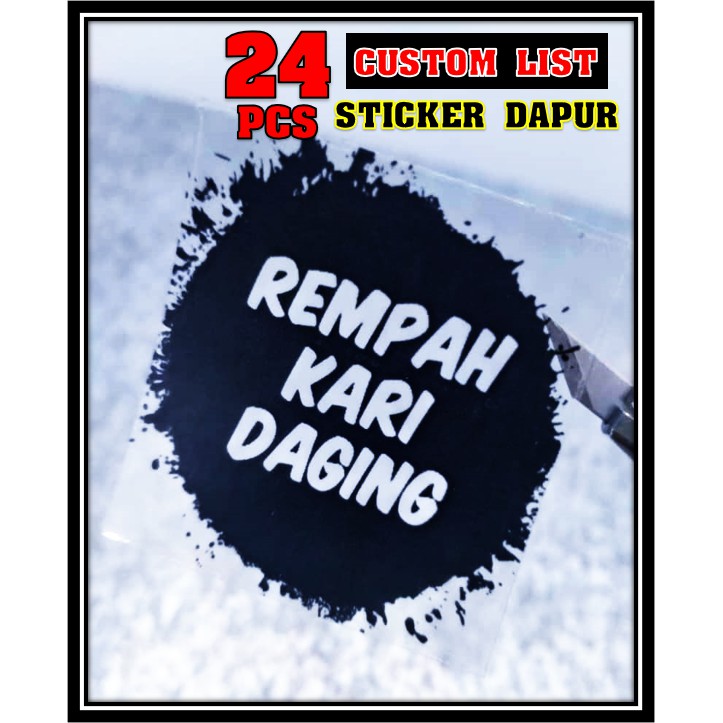 24PCS CUSTOM STICKER DAPUR (Sticker Balang Sticker Bekas Makanan ...