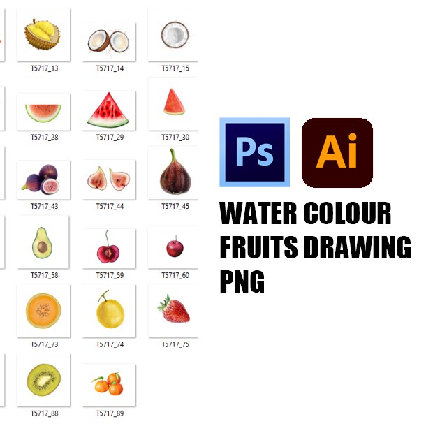 Ai Vector - Hand-painted fruits (Ai vector, eps, jpg, png) | Shopee ...