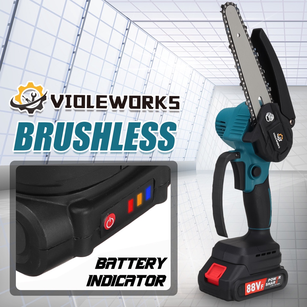 2000W 6-Inch Brushless Electric Saw Mini Chainsaw Battery Display Wood ...