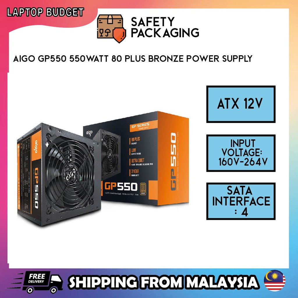 AIGO GP550 550WATT 80 PLUS BRONZE POWER SUPPLY | Shopee Malaysia