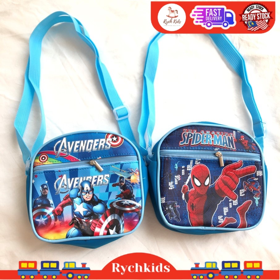 Kid Sling Bag Waterprrof Outing Beg Budak Fashion Superhero Spiderman ...