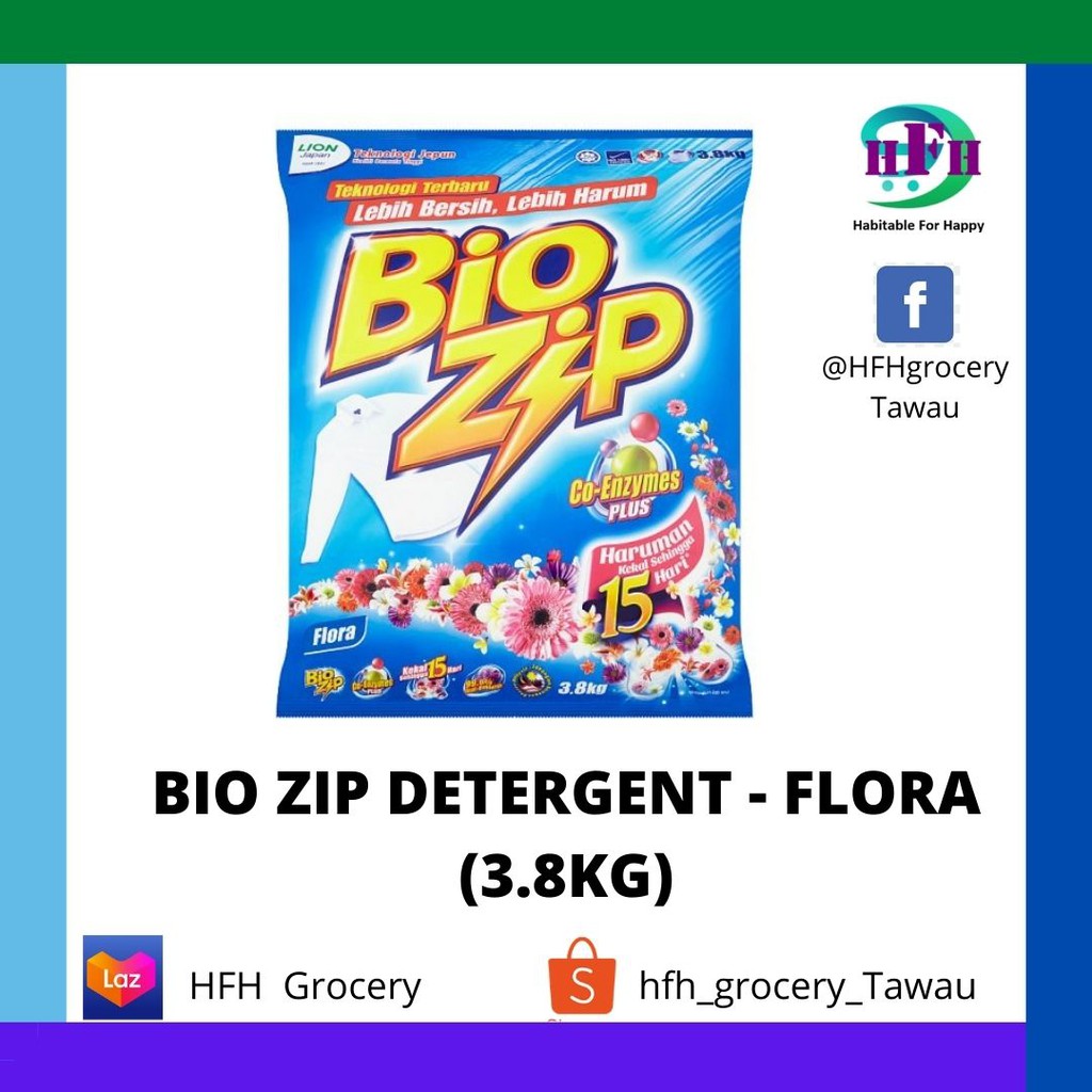 🔥Bio Zip Detergent Powder - Flora / Colour (3.8kg) | Shopee Malaysia