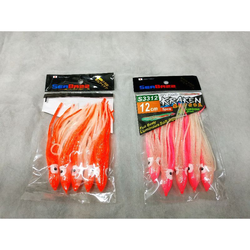 Soft Squid Bait/Rubber Squid Model Bait Seabass Squid Kraken 12cm Glow ...