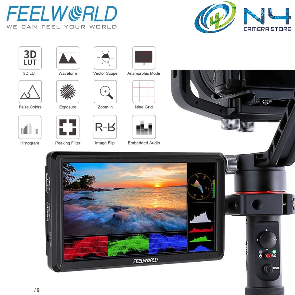 FEELWORLD FW568 V3 6-inch 3D LUT DSLR Camera Field Monitor IPS Full HD ...