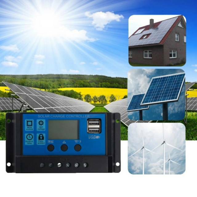 Auto Solar Charger Charge Controller 10A 12V 24V PWM Controllers LCD Dual USB 5V Output Solar ...