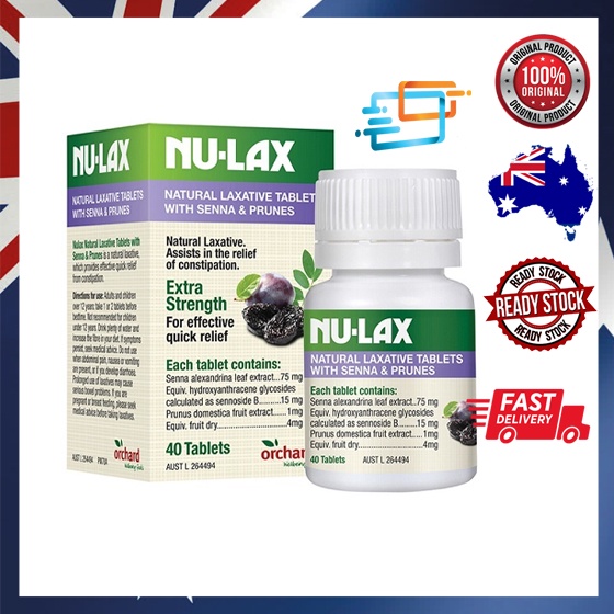 Nulax Natural Laxative Tablets with Senna and Prunes 40 Tablets（Made in ...
