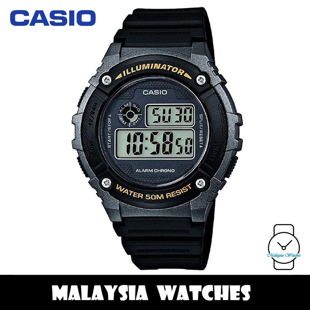 (100% Original) Casio W-216H-1B Classic Digital Dial Black Resin Watch ...