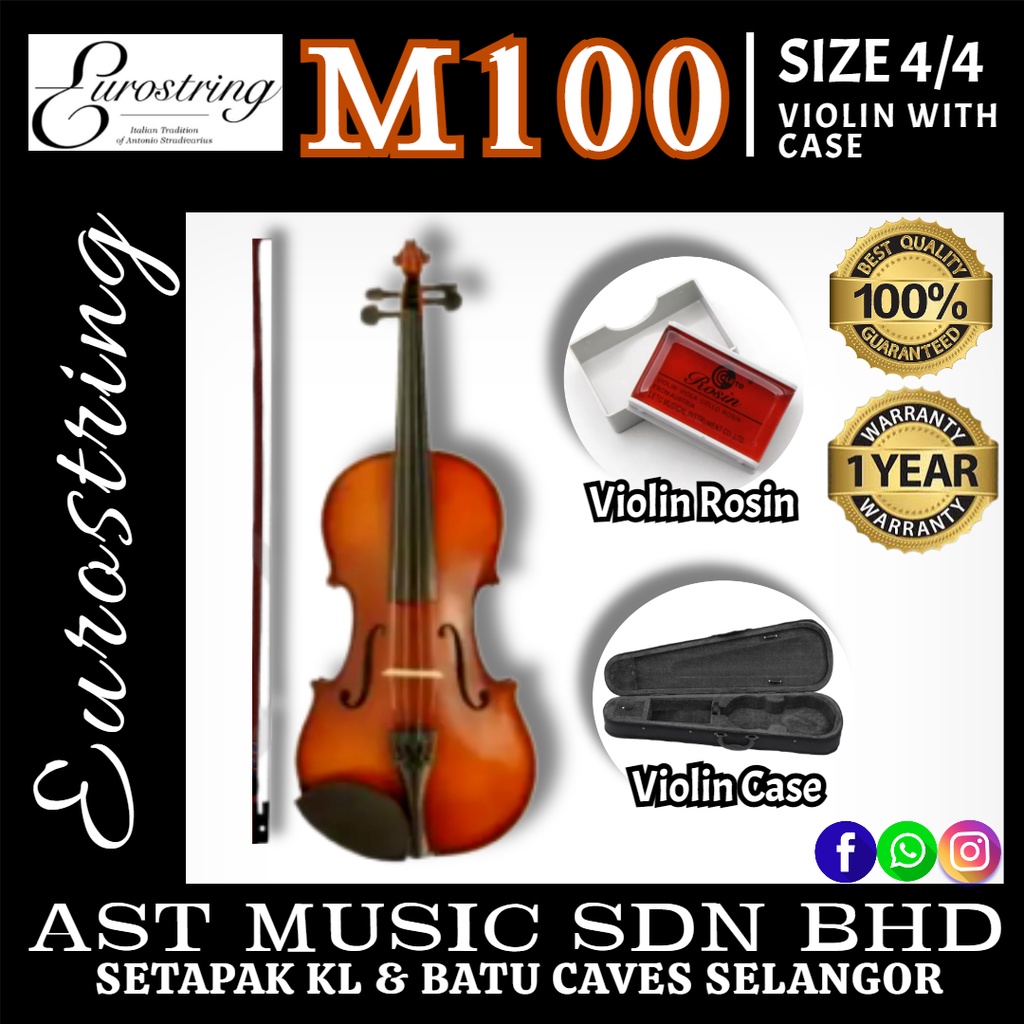 Eurostring Violin M100 4/4 Size Violin with Case ( M-100 ) | Shopee ...