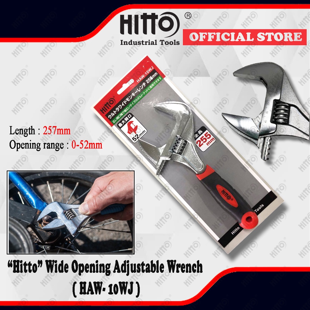 [ HITTO ] 255MM Wide Opening Adjustable Wrench/ Spanner/Spana Hardened ...