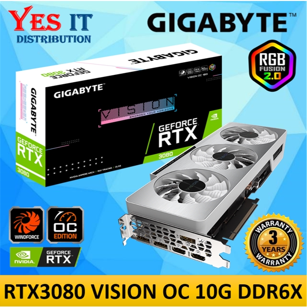 GIGABYTE GeForce RTX 3080 VISION OC 10GB DDR6X Graphic Card ( GV ...