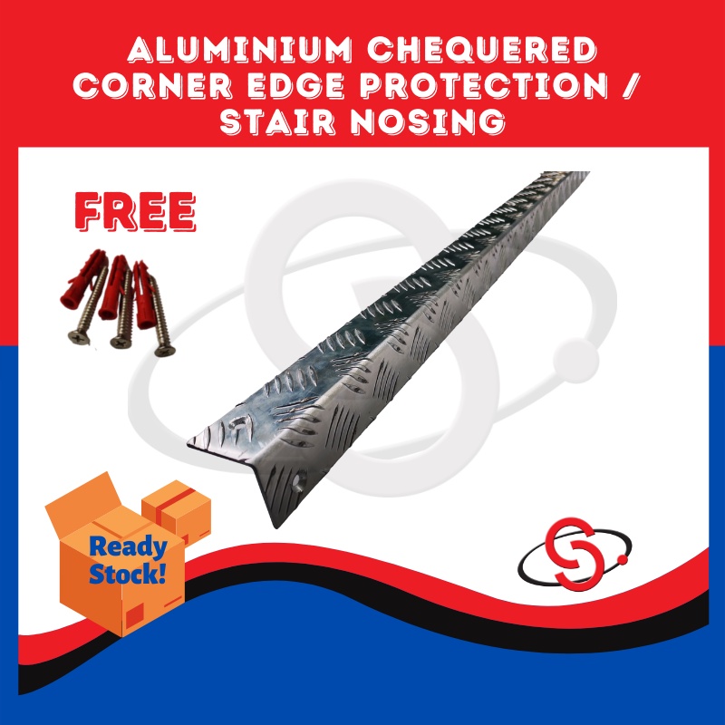 SCM Aluminium Chequered Edge Protector Diamond Plate Corner Angle Tread ...