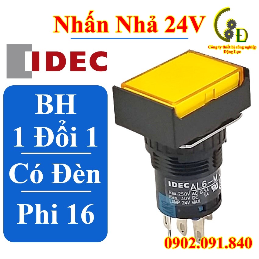 Release push button with yellow rectangular light 16mm 24V AC/DC series ...