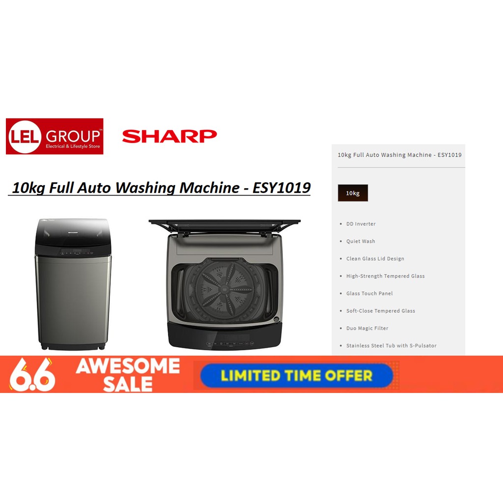 SHARP 10KG DD-INVERTER TOP LOAD WASHING MACHINE ESY1019 | Shopee Malaysia