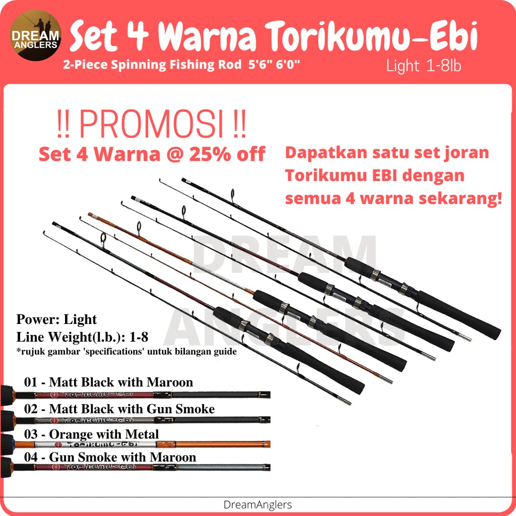 [Special Set] 4 Colours Torikumu Ebi UL Action 2-Piece Spinning Fishing ...