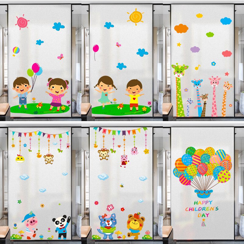 Children's Room Kindergarten Glass Doors And Windows Frosted Stickers ...