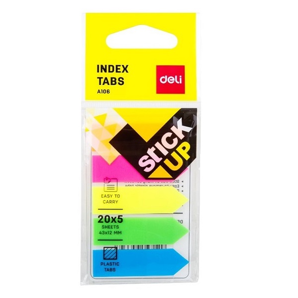 Deli A106 Index Tabs Stick Up 20x5 Sheets | Shopee Malaysia