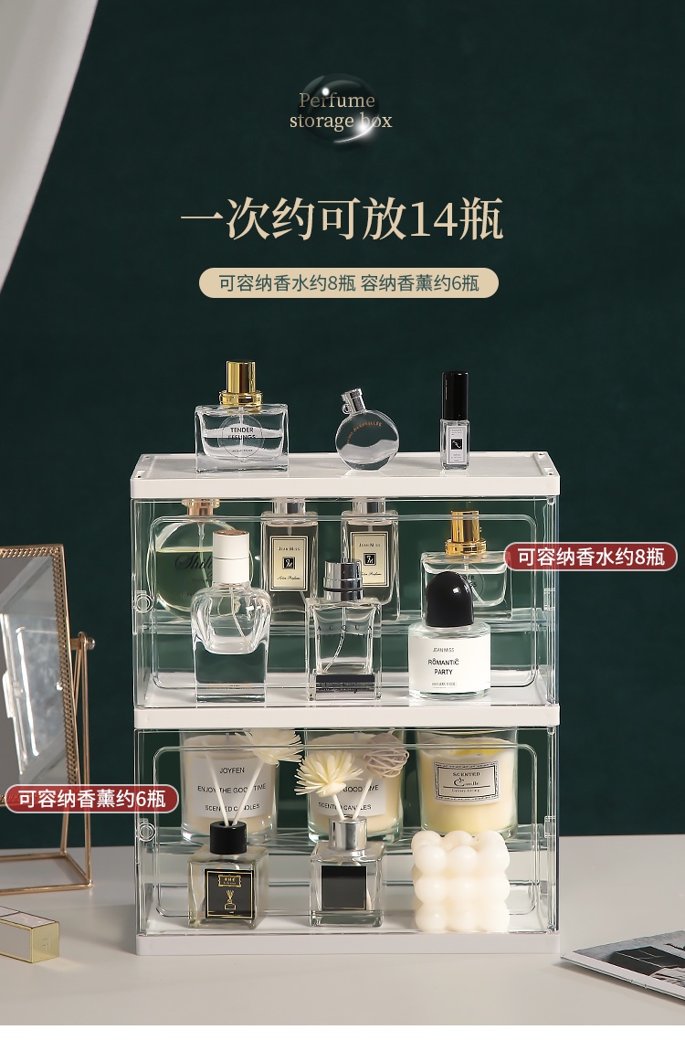 Perfume Organizer Storage Box Transparent Dust Proof Acrylic Perfume ...