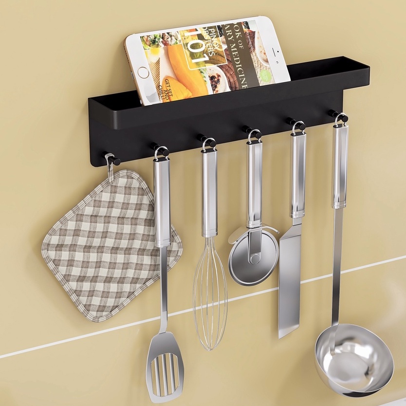 6 Hook Key Holder Home Stainless Rack Clothes Hook Hanger Kitchen ...