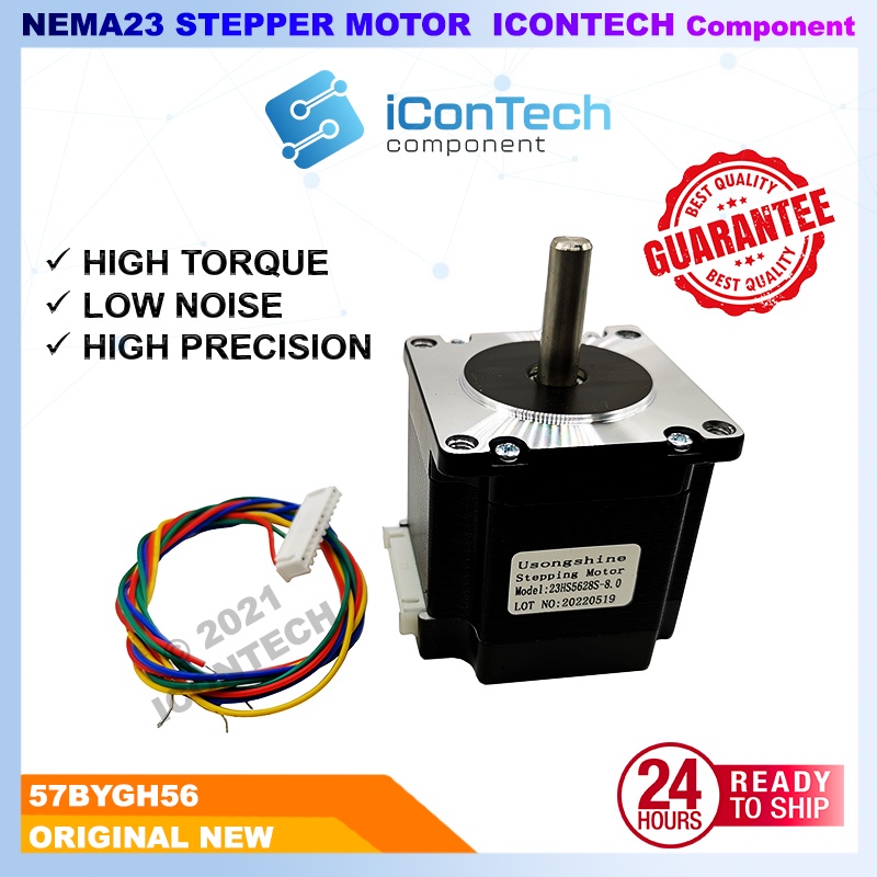 Nema 23 Stepper Motor Bipolar 1.8deg 1.2Nm 2.8A 57x56mm 4 Wires 3D ...