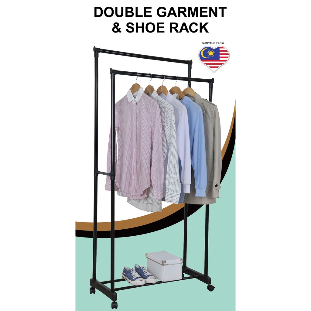 Heavy Duty Double Garment Rack | Shopee Malaysia
