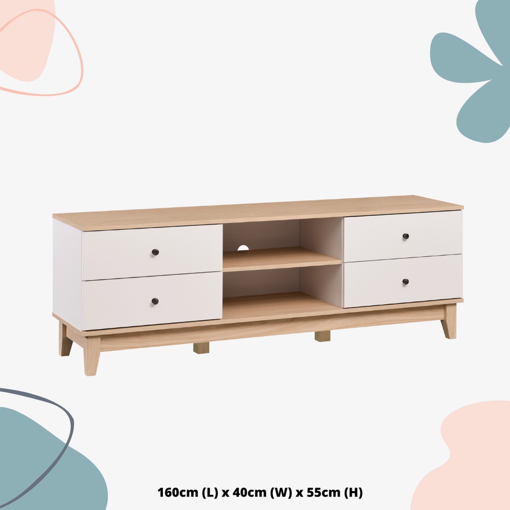 SHIRO TV Cabinet 5ft TV Kabinet Rack TV Cabinet 4 Drawer TV Storage ...