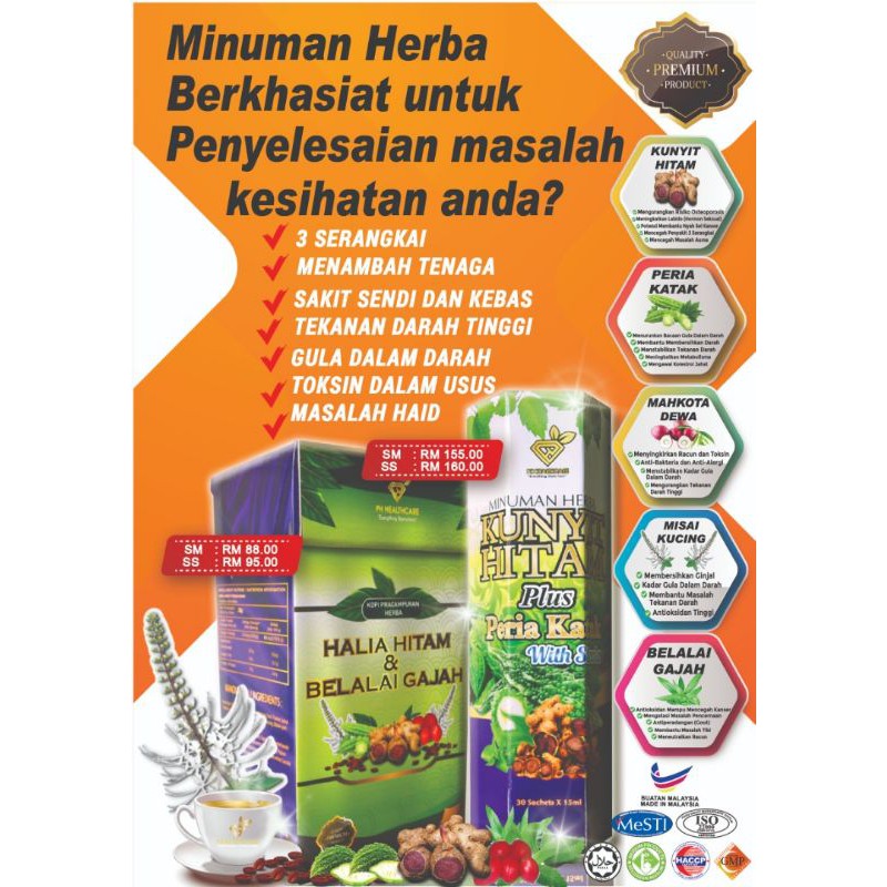 PAKEJ LENGKAP KOPI HALIA HITAM &BELALAI GAJAH DAN JUS KUNYIT HITAM PLUS ...