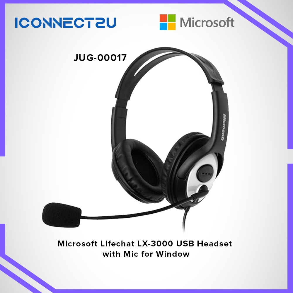Microsoft Lifechat LX-3000 USB Headset with Mic for Window (JUG-00017 ...