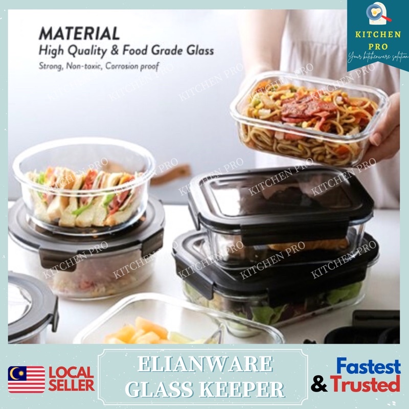 𝐊𝐈𝐓𝐂𝐇𝐄𝐍 𝐏𝐑𝐎 | ELIANWARE Rectangle/ Square/ Round Glass Keeper/ Freezer ...