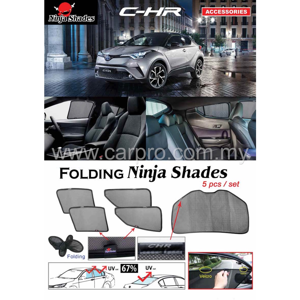 Toyota C-HR CHR Magnetic Ninja Shades Sunshade (5pcs) Ninja Sun Shade ...