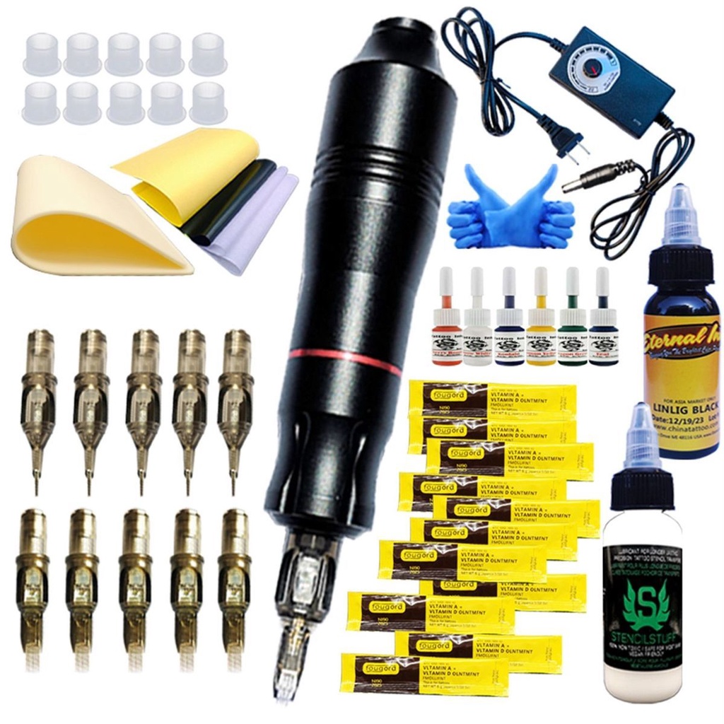 Tattoo Pen Motor Machine Set Novice Beginner Full Tool Self-Study Handy ...
