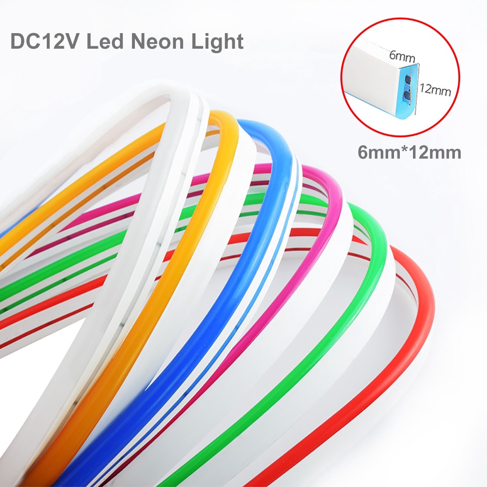 5M 12V 2835 Flex LED Neon Strip Light Silicone Tube 6mm*12mm Waterproof ...