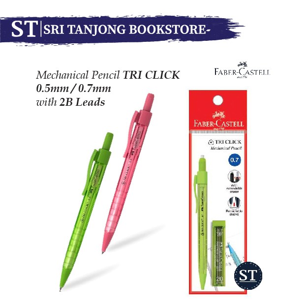 ST | Faber Castell Tri Click Mechanical Pencil 0.5mm / 0.7mm | Shopee ...