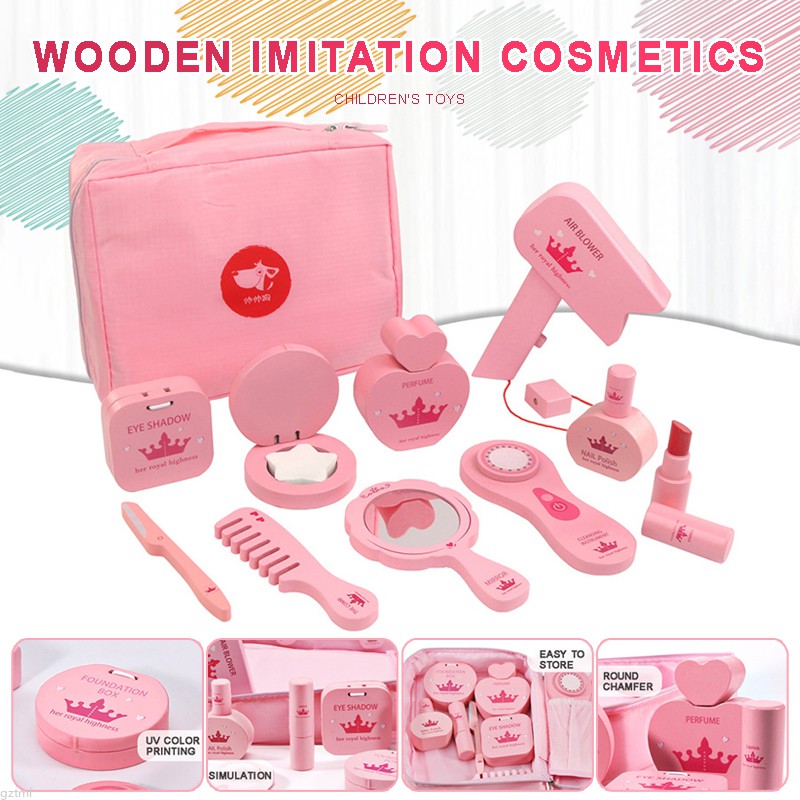 New Wooden Fashion Make up Play Toys Set Girls Kids Pretend Kit Gift ...