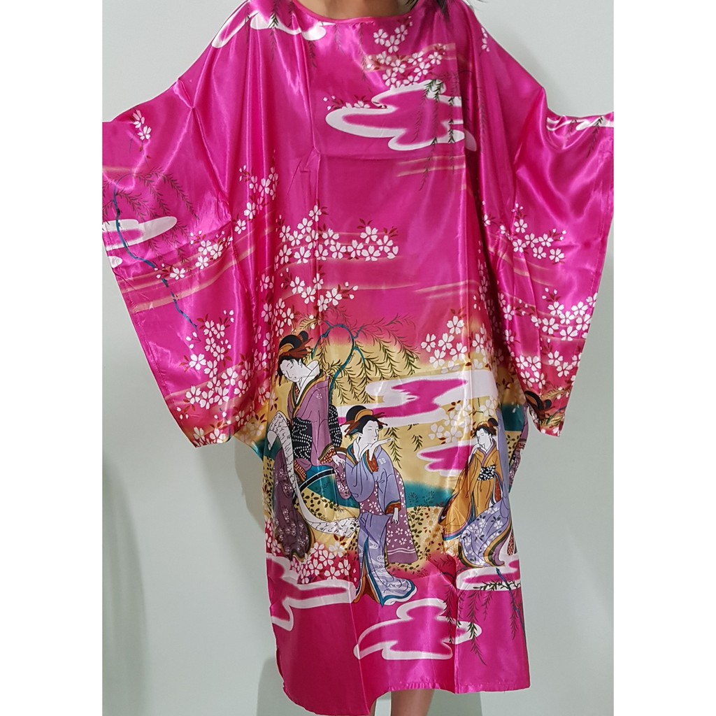 Chinese Style Satin Silk Nightgown JapaneseLady Floral Robe Dress ...