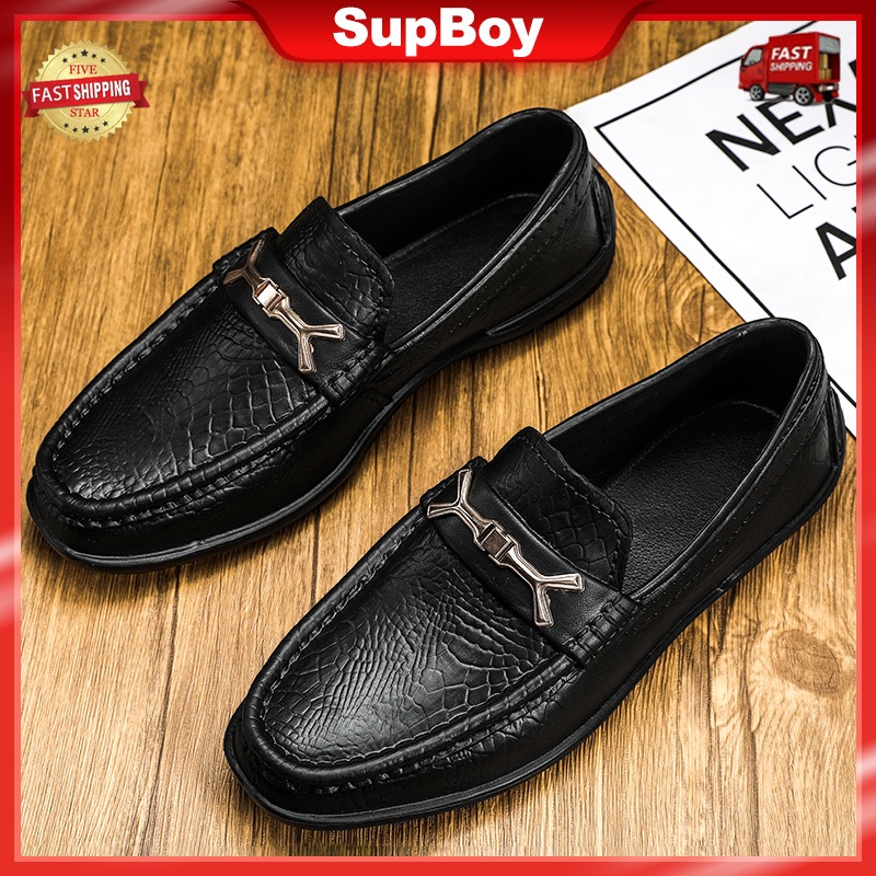 Ready Stock Kasut Kulit Lelaki Men's Casual Loafer Unisex White Shoes ...