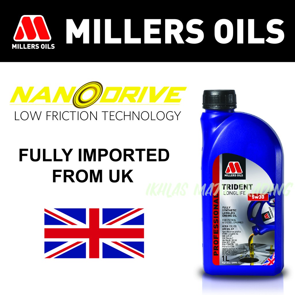 MILLERS OILS TRIDENT PROFESSIONAL C3 5W30 1L HIGH QUALITY PREMIUM FULLY ...