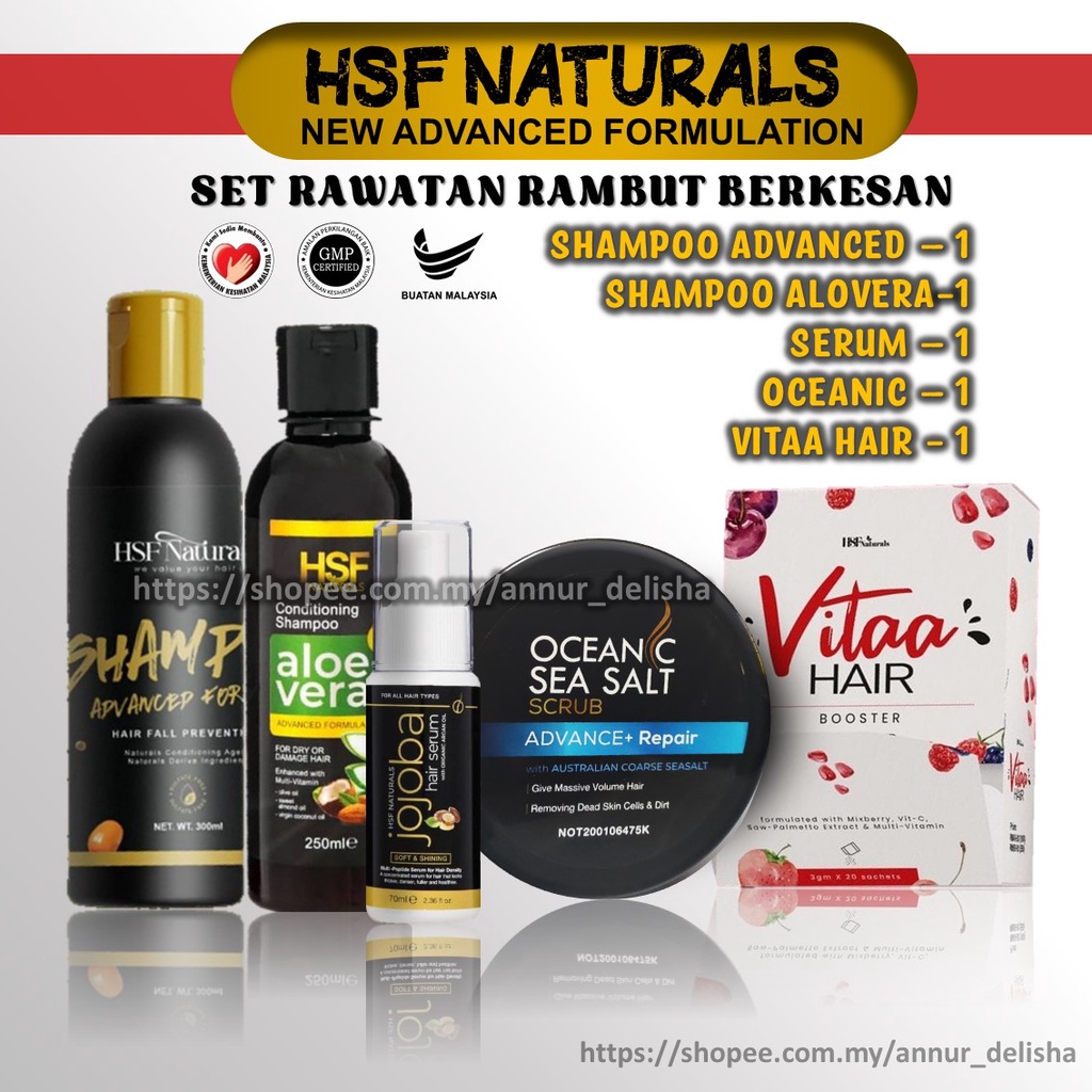 🔥 LULUS KKM🔥 HSF Shampoo Set Rawatan Rambut Botak Rambut Gugur dan Kelemumur Berkuping Gatal ...