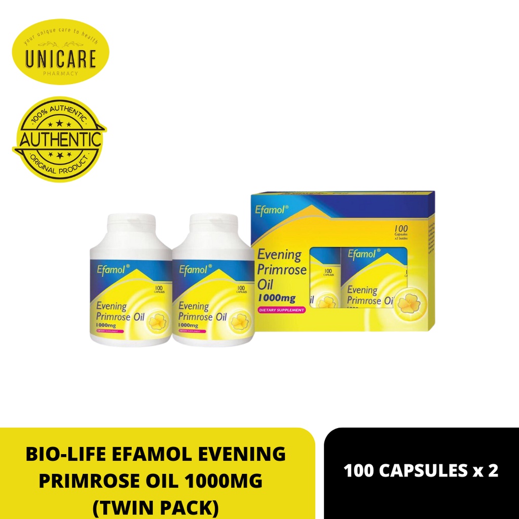 BIO-LIFE EFAMOL EVENING PRIMROSE OIL 1000MG 100S x 2 bottles (TWIN PACK ...