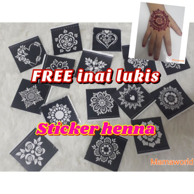 Sticker inai murah FREE inai lukis Golecha Cherry/ inai jari serbuk ...
