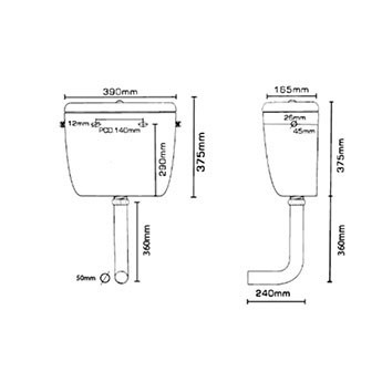 Toilet Water Tank - Low Level Dual Press Plastic Cistern GDPC 2001 ...