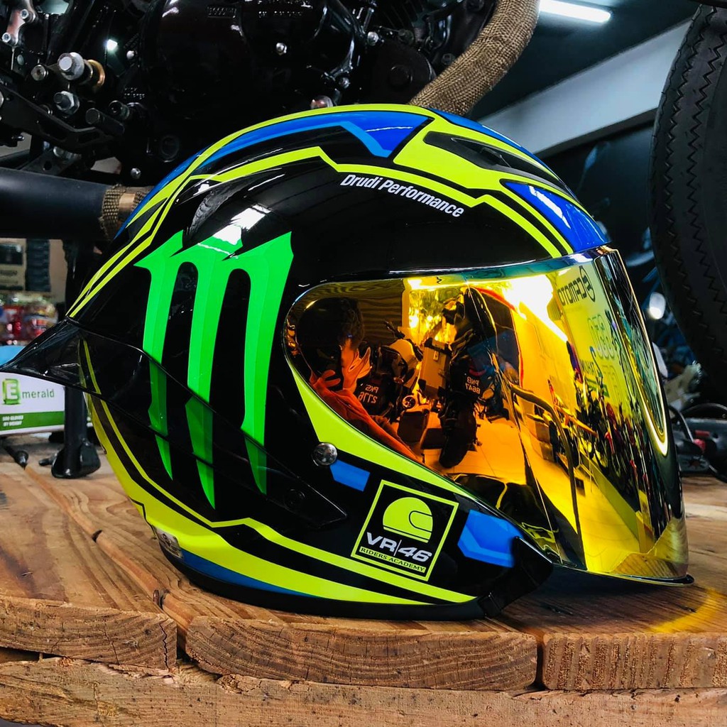 MHR P946 VR46 MotoGP Monster Rossi Yamaha Helmet With Spoiler Rear ...