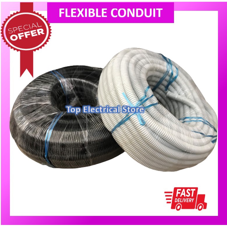 (PER METER) FLEXIBLE PVC CONDUIT CORRUGATED FLEXIBLE PIPE 20MM / 25MM ...
