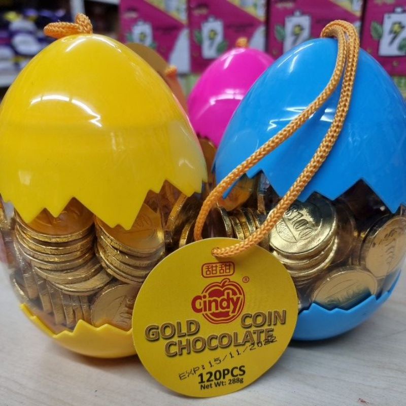 [READY STOCK] Gold Coin Chocolate in Colorful Egg Container 120pcs ...