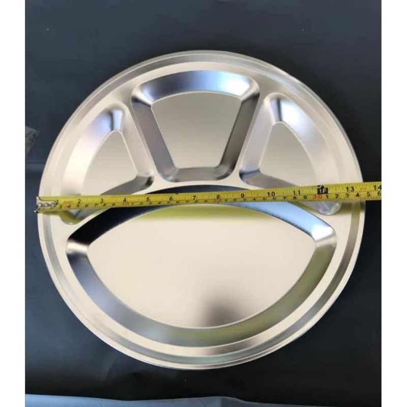 Tray Makanan/Pinggan besi/3 Compartment tray/Stainless Steel Mug/Gelas ...