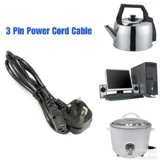 Rice Cooker/ Kettle 3 Pin AC Power Cord Cable | Shopee Malaysia